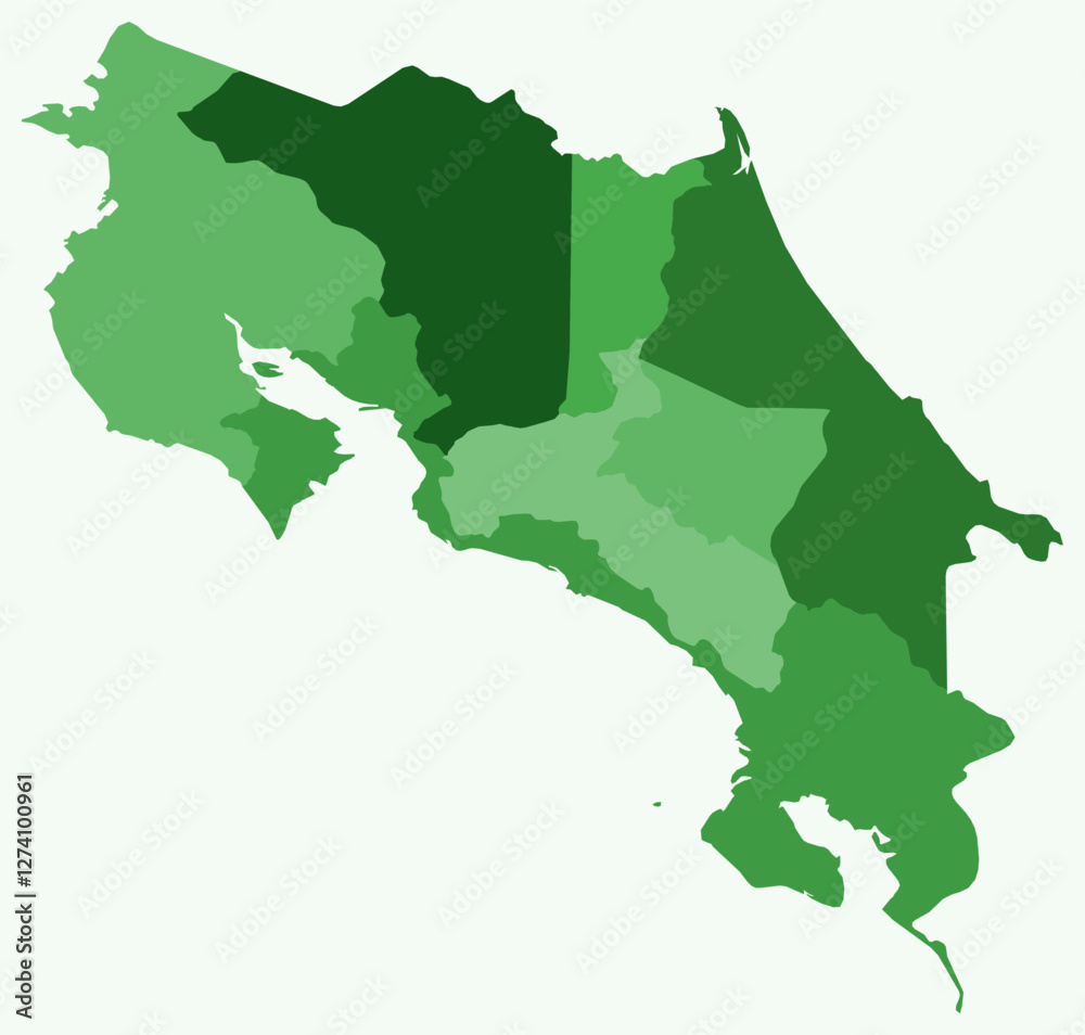 Stock-Vektorgrafik „Map of Costa Rica with regions. Just a simple ...