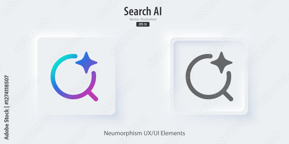 Modern AI search engines button. Analysis from machine learning. search ...