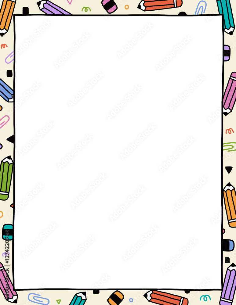 School supplies border clipart. Back to school border. Educational ...