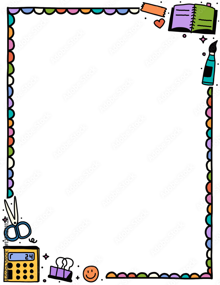 School supplies border clipart. Back to school border. Educational ...
