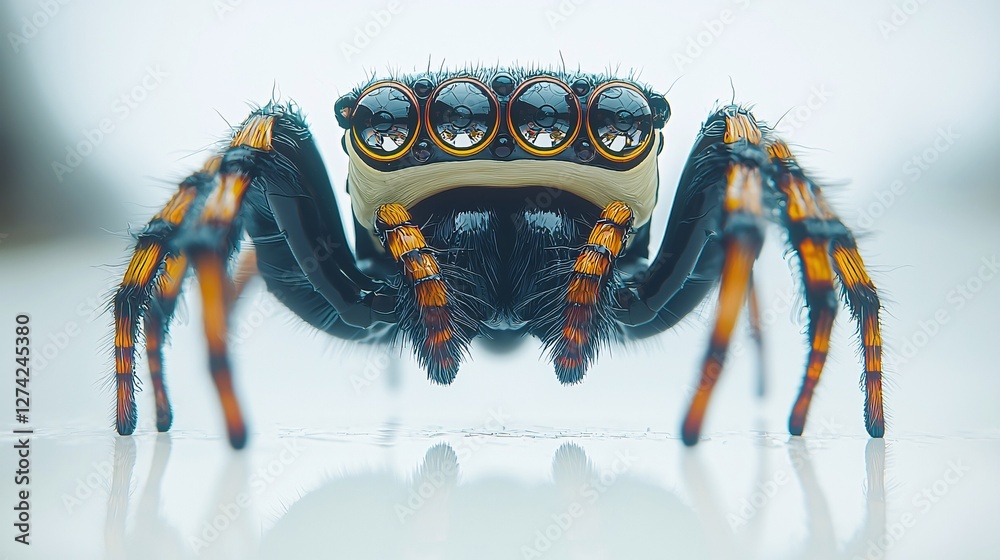 surreal illustration of a spider with multiple eyes, its body ...