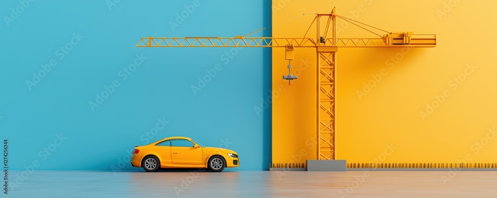 Temporary car parking icon at construction site urban environment ...