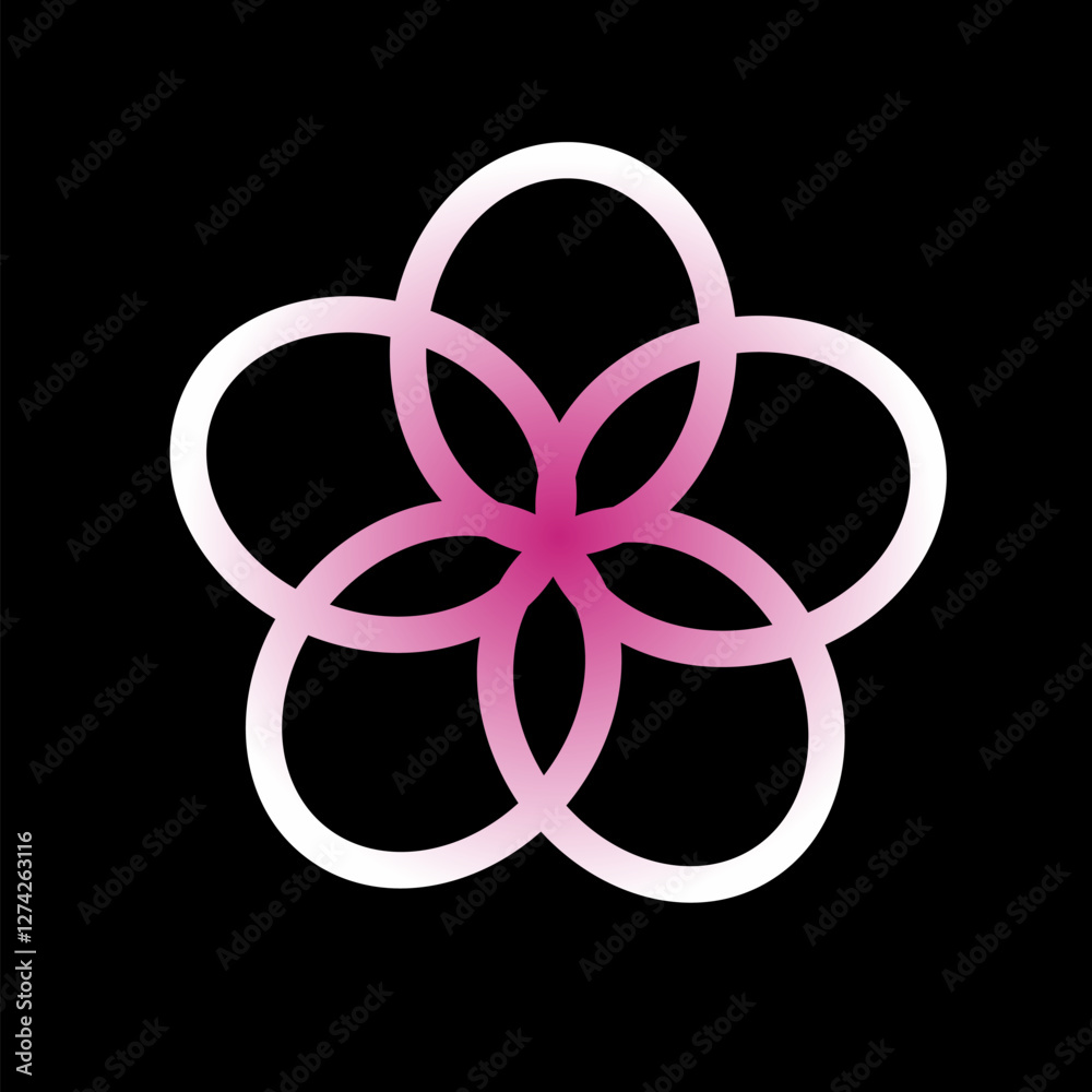Abstract sacred geometry sakura flower symbol with pink-white gradient ...