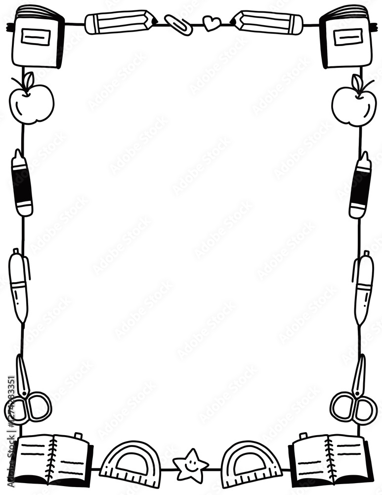 School supplies border clipart. Back to school border. Educational ...