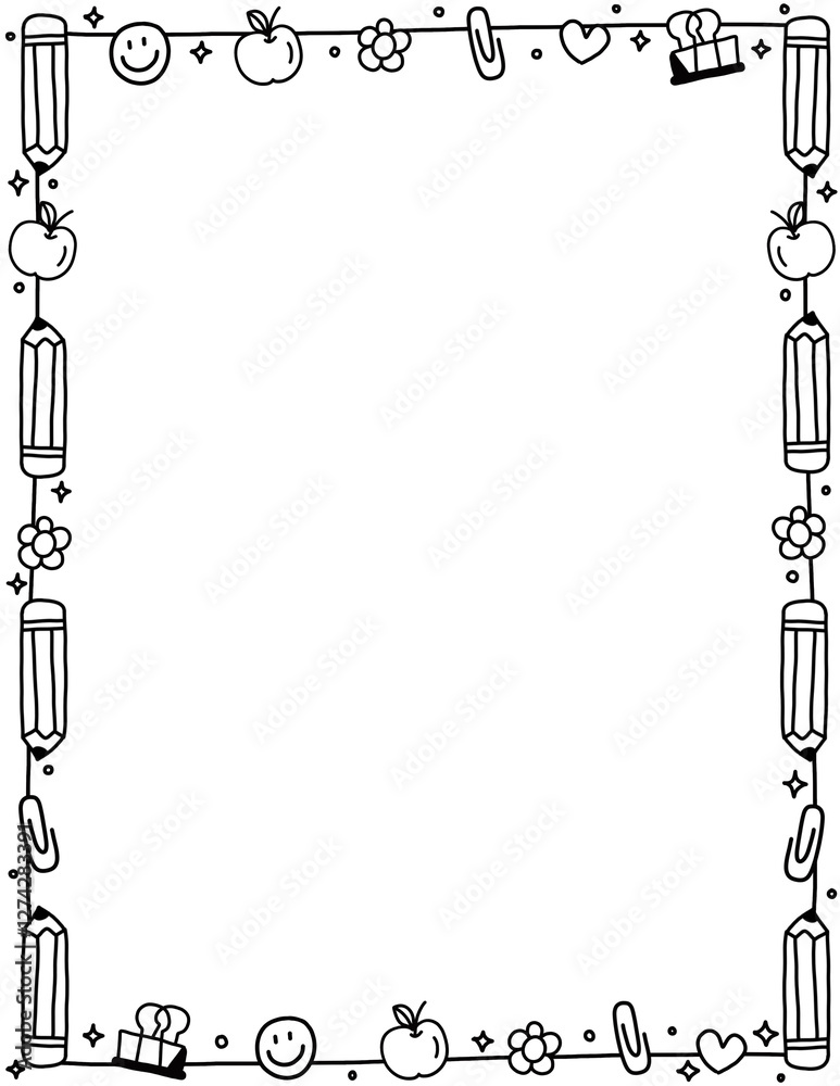 School supplies border clipart. Back to school border. Educational ...