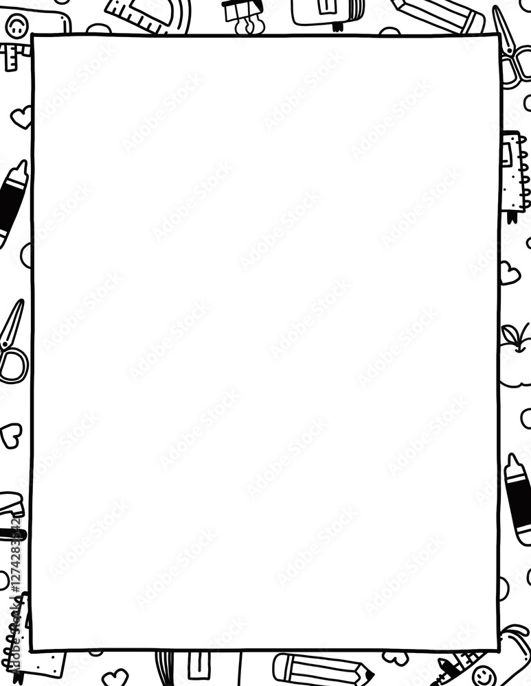 School supplies border clipart. Back to school border. Educational ...