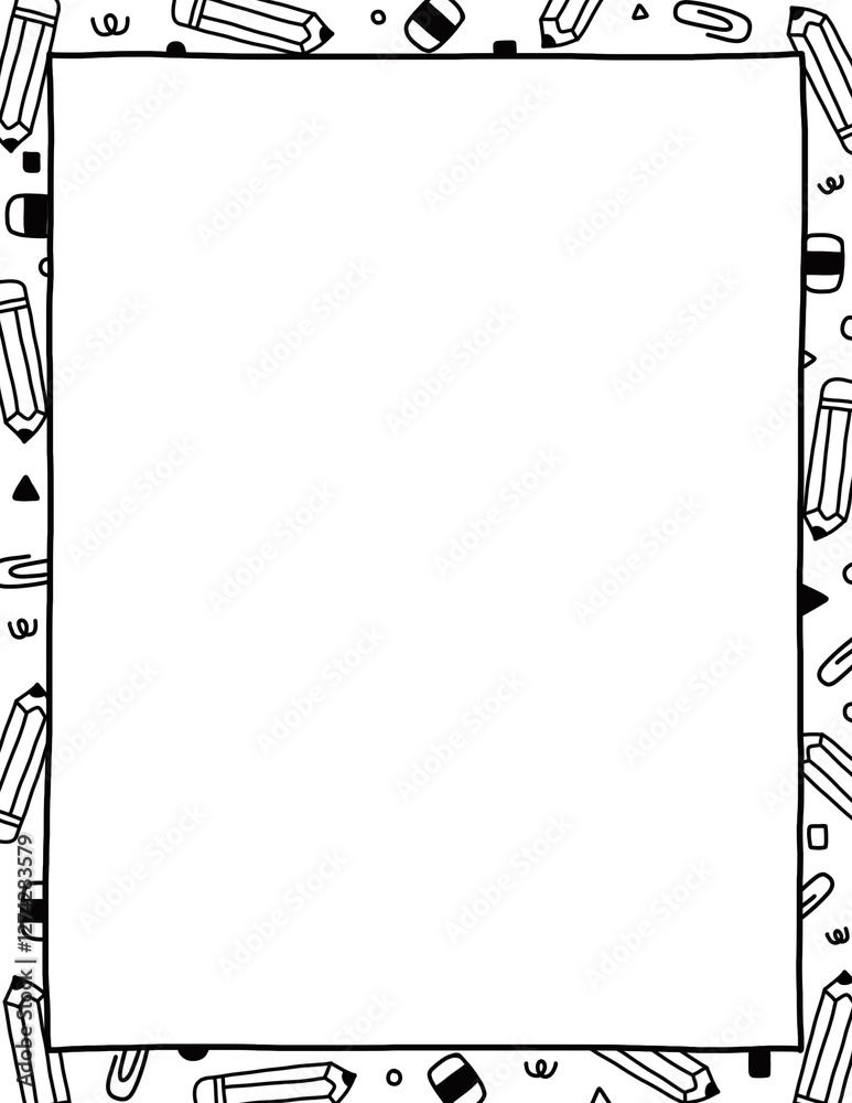Ilustración de Stock School supplies border clipart. Back to school ...