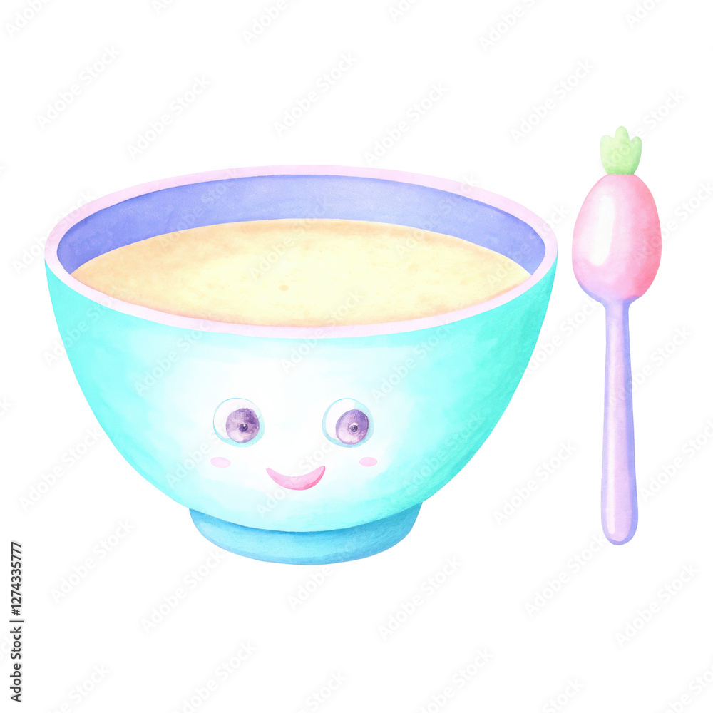 Cute food cliptart, cute bowl of soup with smiling face and spoon ...