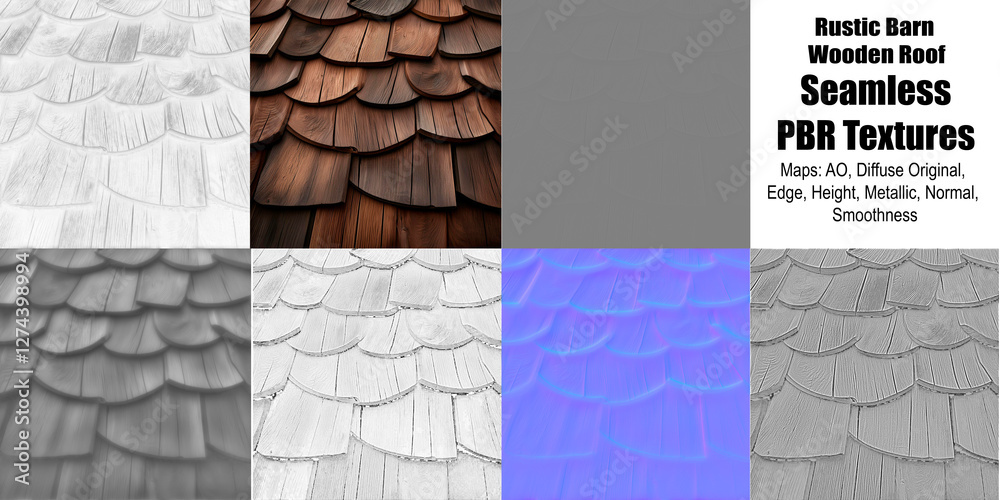 Rustic Barn Wooden Roof - PBR Texture - 3D Design Stock Illustration ...