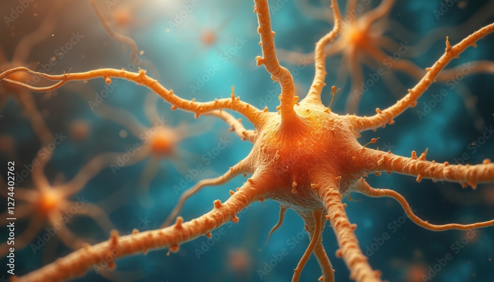 Illustration of nerve cells neurons sending electric signals. Neural ...