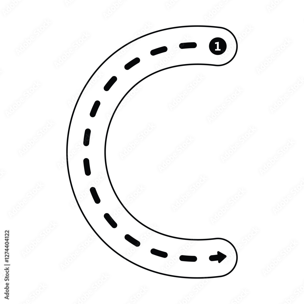 Tracing Alphabet letter C, Uppercase prewriting dotted line element for ...