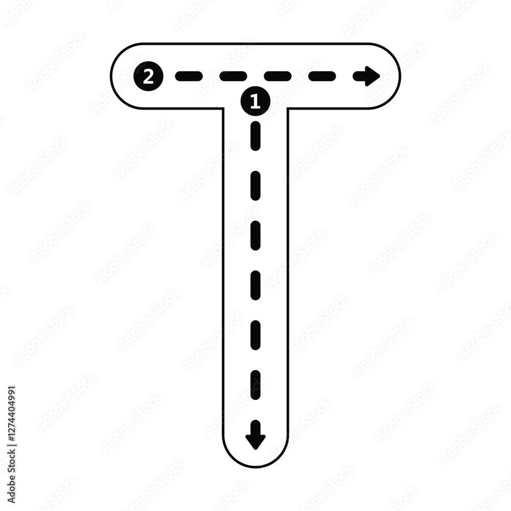 Tracing Alphabet letter T, Uppercase prewriting dotted line element for ...