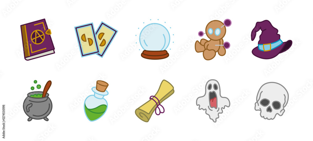 Magic icon set colored. Mystical and occult vector illustration ...