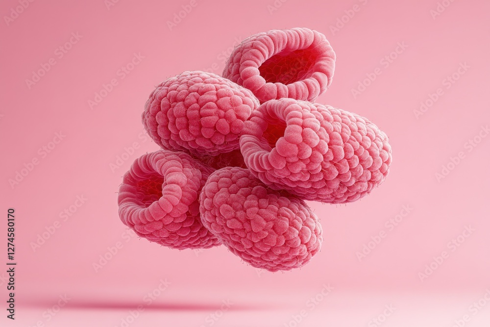 Floating raspberry pink berries showcase their vivid color and unique ...
