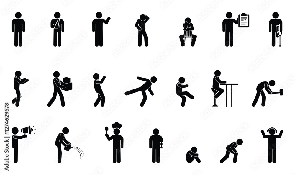 stick figure people pictogram, set of human silhouettes, man icon ...