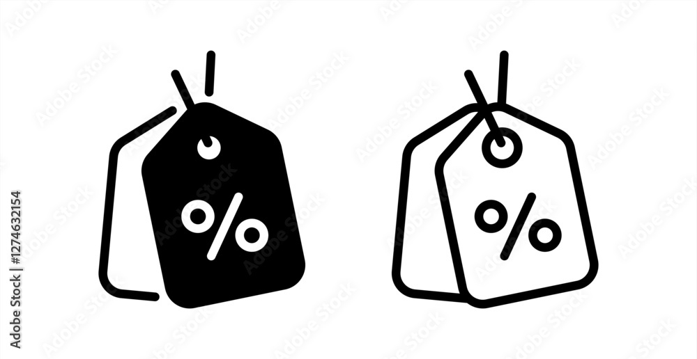 Shopping tag, discount coupon, label with percentage symbol, low price ...