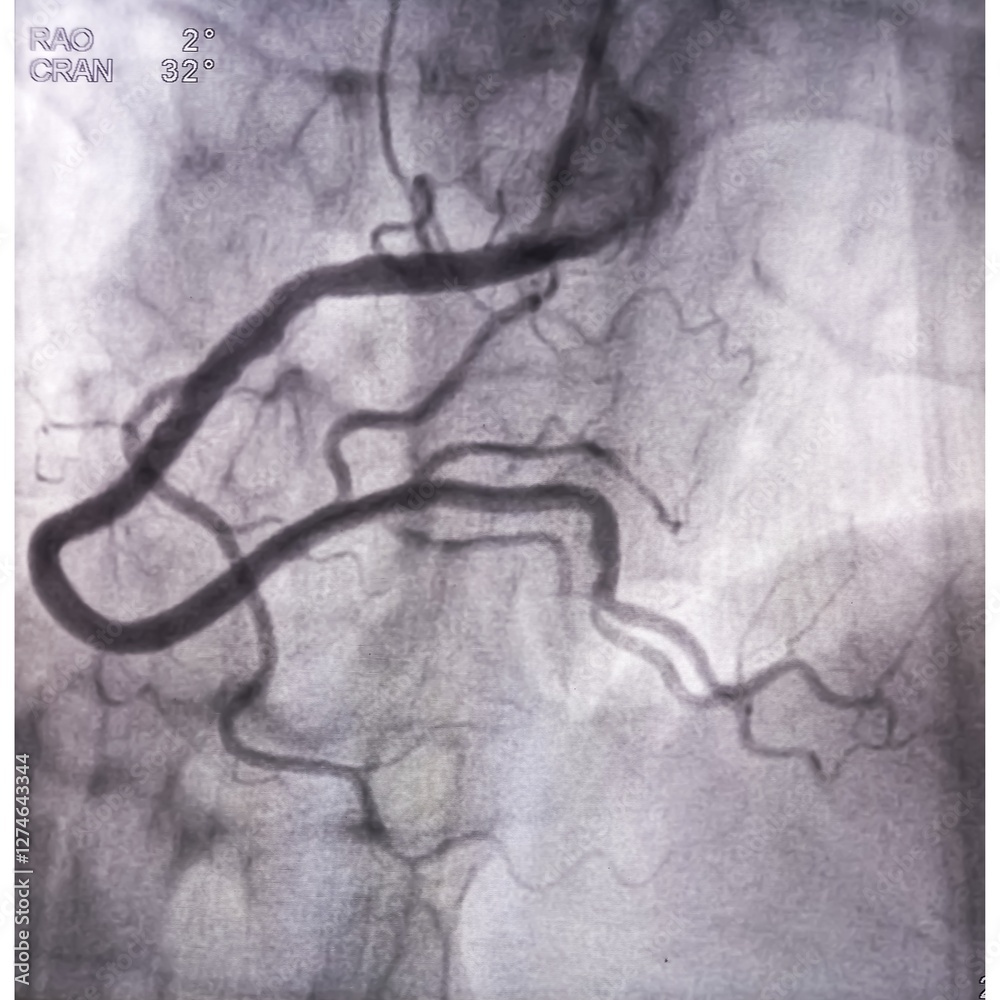 Coronary angiogram of right coronary artery during cardiac ...