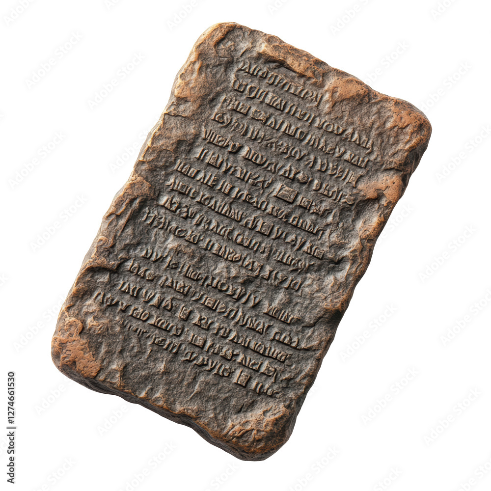 Ancient stone tablet with inscriptions from a historical era Stock ...