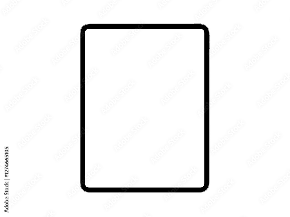 A highly detailed, transparent tablet mockup featuring blank screen in ...