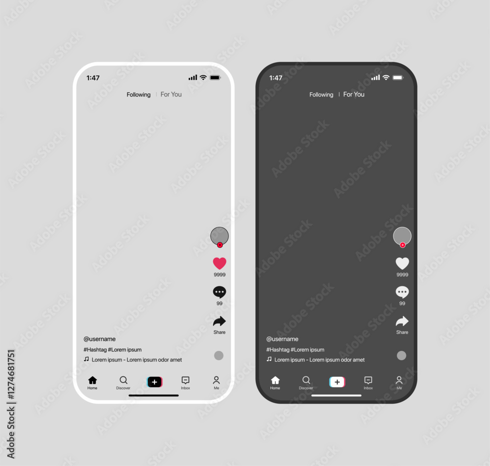 Image vectorielle Stock TikTok mockup template. TikTok video on ...