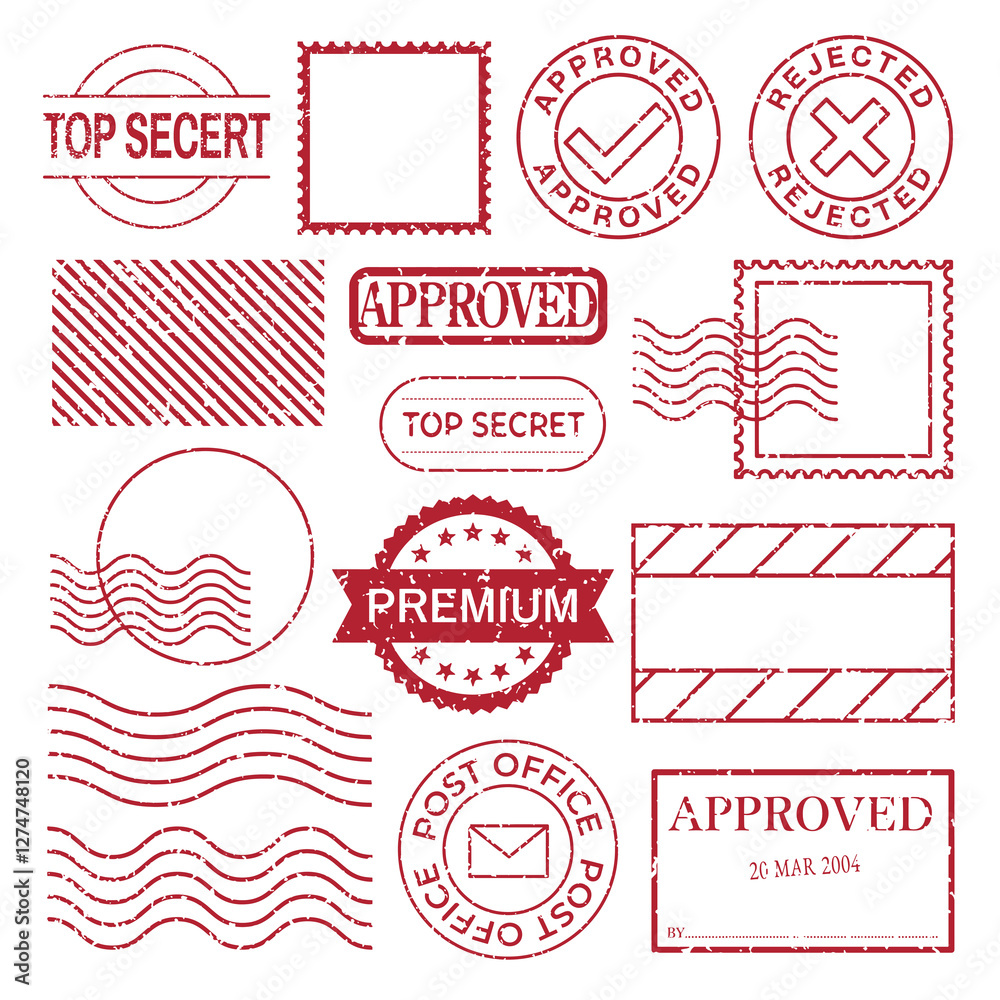 PNG Red stamp designs collection , set on transparent background Stock ...