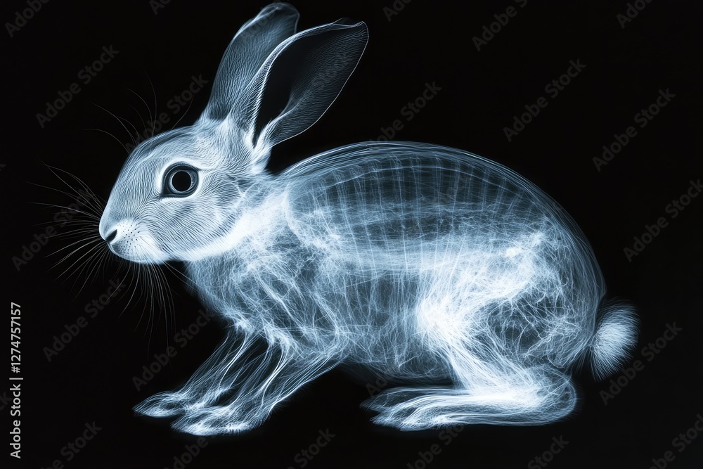 X-ray of a Rabbit: A detailed X-ray image of a rabbit reveals its ...