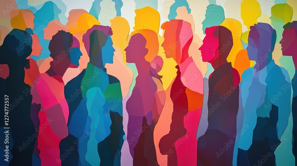 Vibrant Crowd: An artistic representation of a diverse crowd of people ...