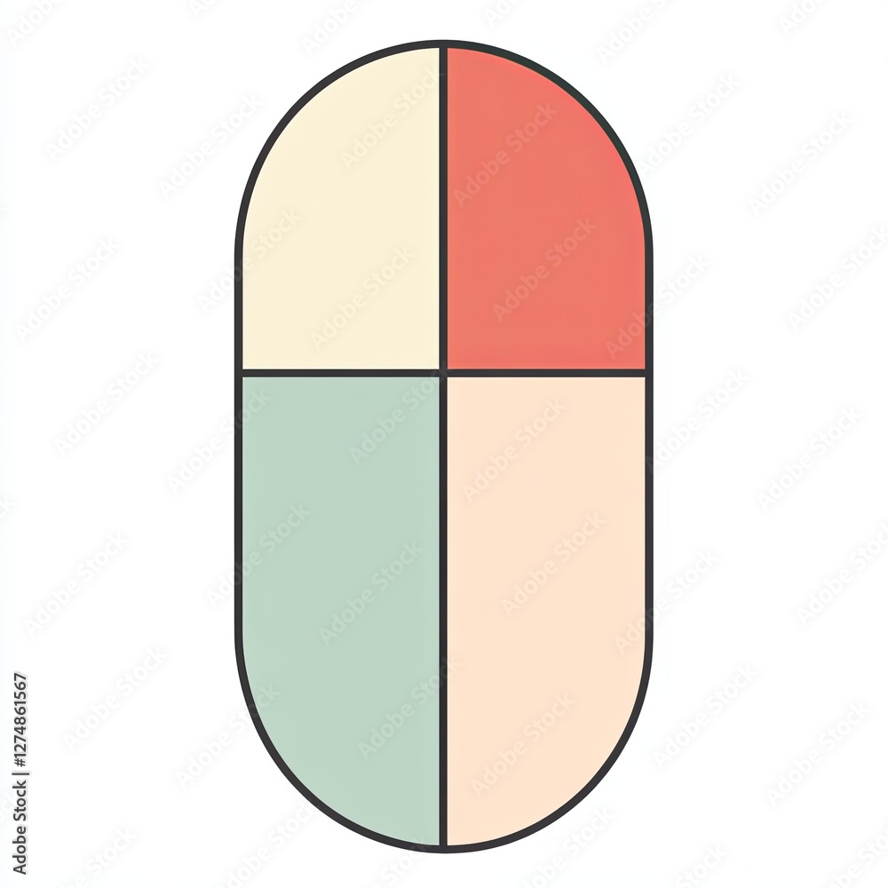 pill, a simple line drawing, flat design style, pastel colors, white ...