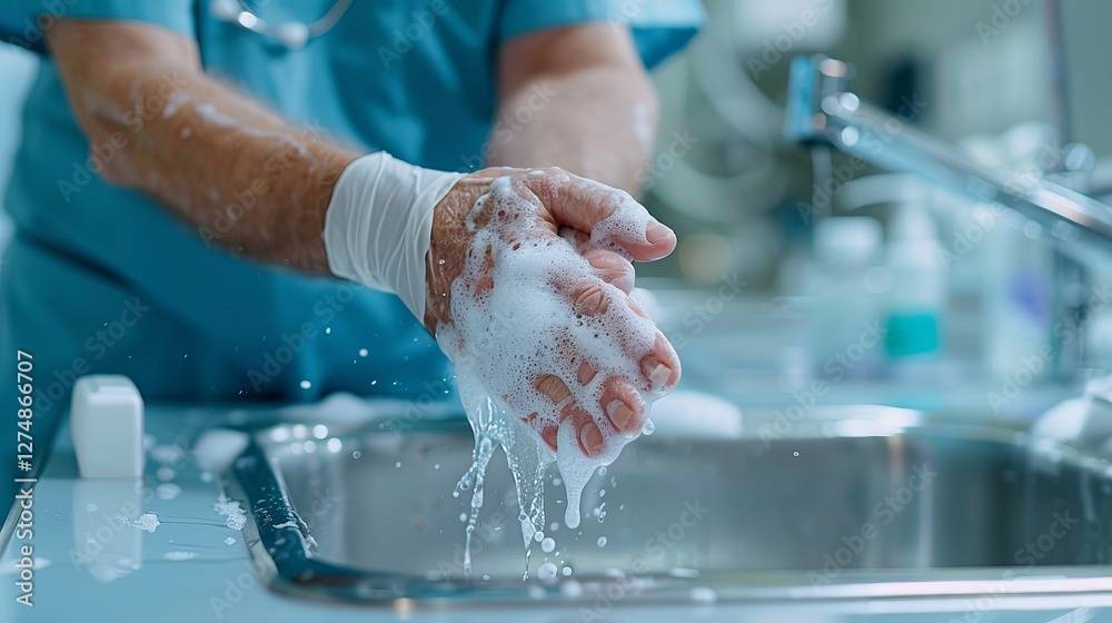 Hand Hygiene in Healthcare: A close-up shot captures a healthcare ...