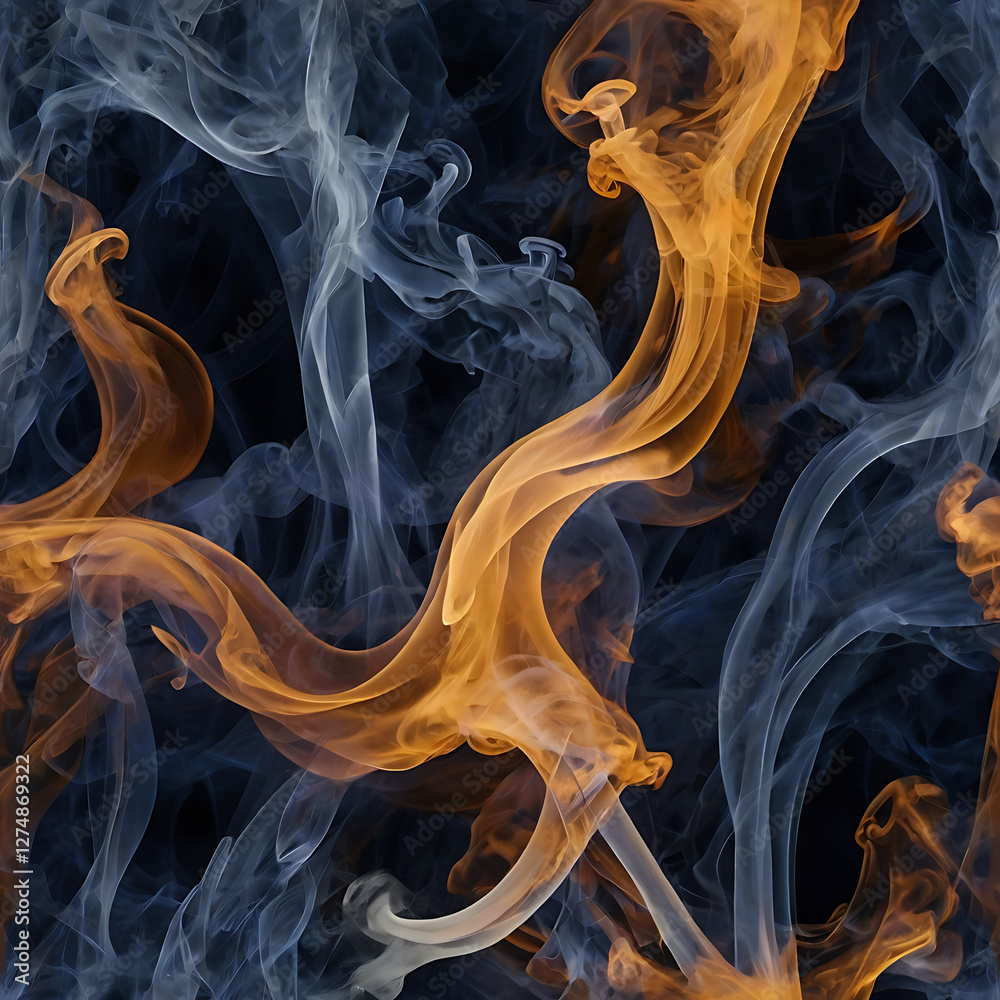 Abstract smoke background with flowing wisps of deep indigo, soft ...