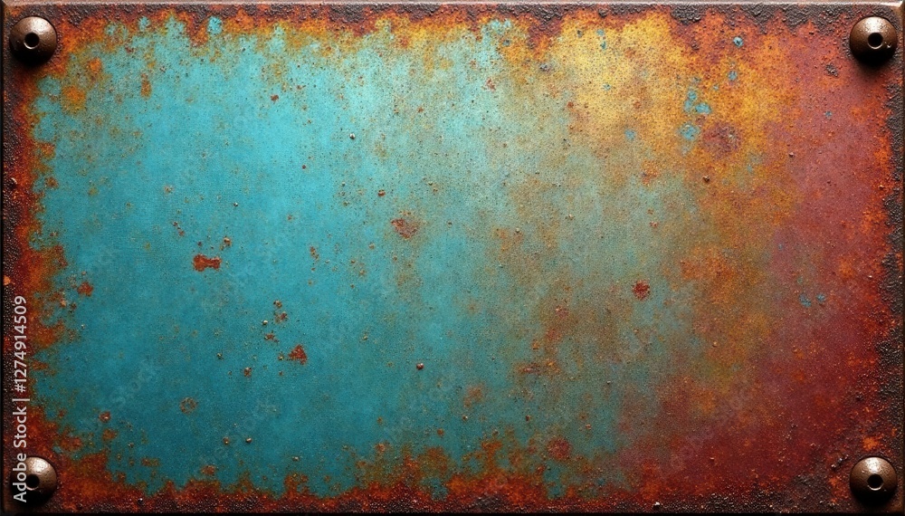 worn metal overlay with rust, patina, and metallic sheen, metallic ...