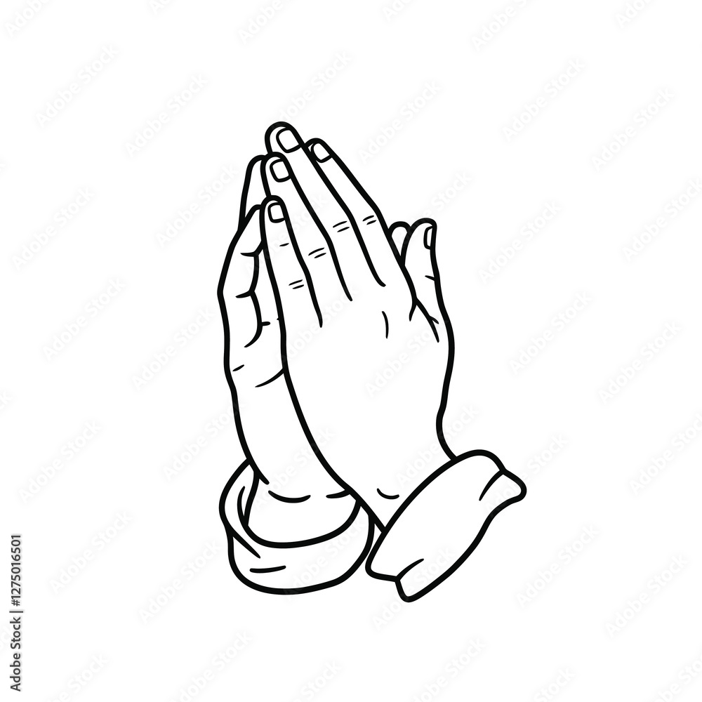 Hands praying outline clipart. Two hands are shown in a praying ...