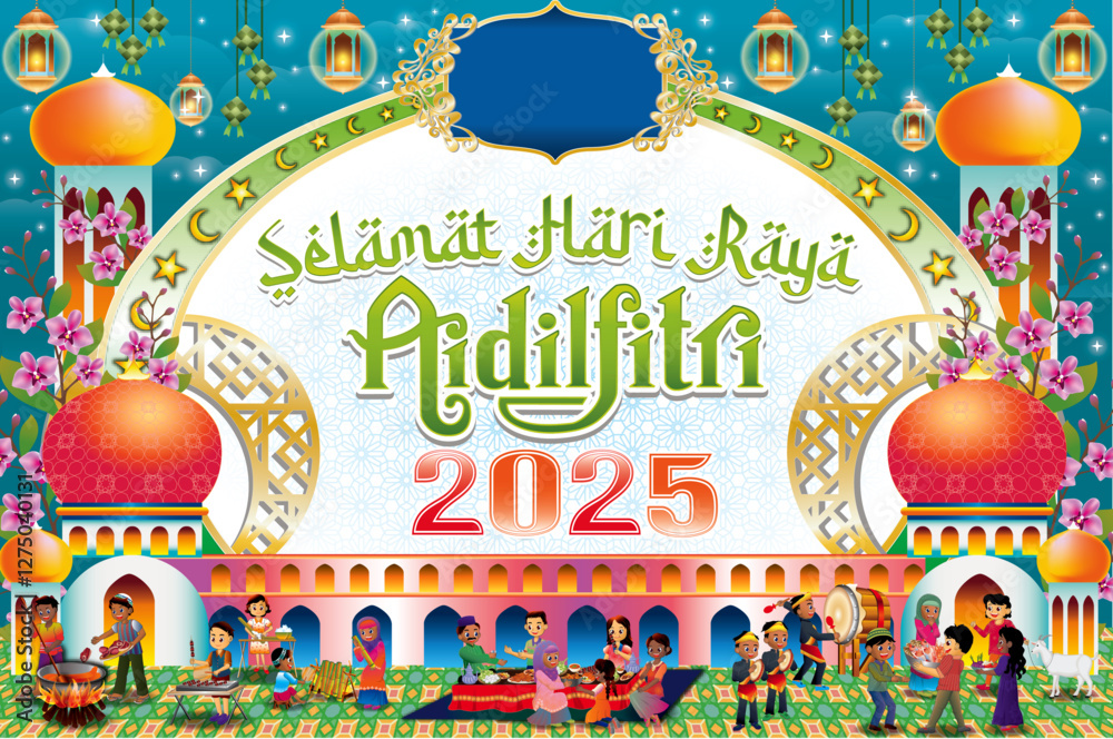 2025 ramandan muslim hari raya banner flyer social media Stock Vector ...