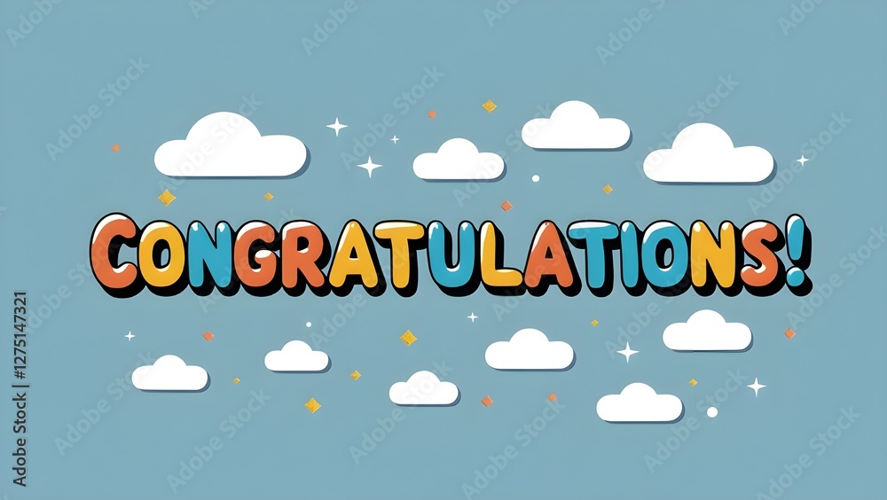 Colorful congratulations title slide picture over a with clouds and ...