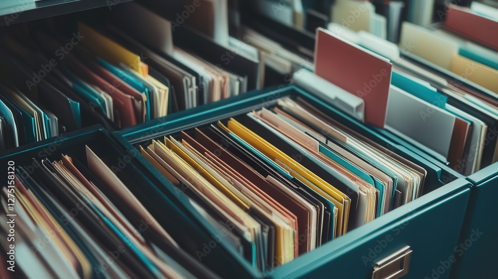document management system concept with organized digital folders ...