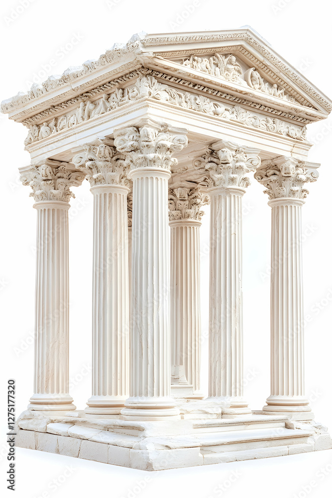Ancient Greek Temple Model, White Background, Architectural Design ...