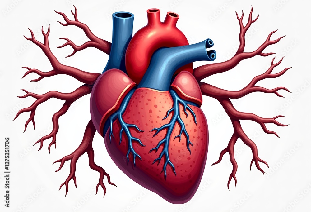 Heart Attack Anatomy Vector: Infarction Illustration of a Heart ...