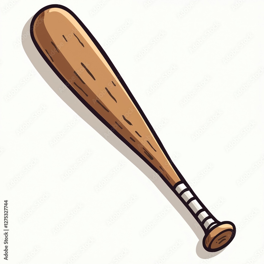 Cartoon doodle baseball bat illustration. Wooden stick, sport equipment ...