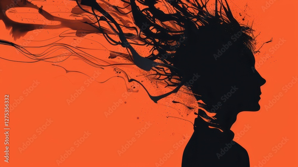 World schizophrenia awareness day portrait with abstract black paint ...