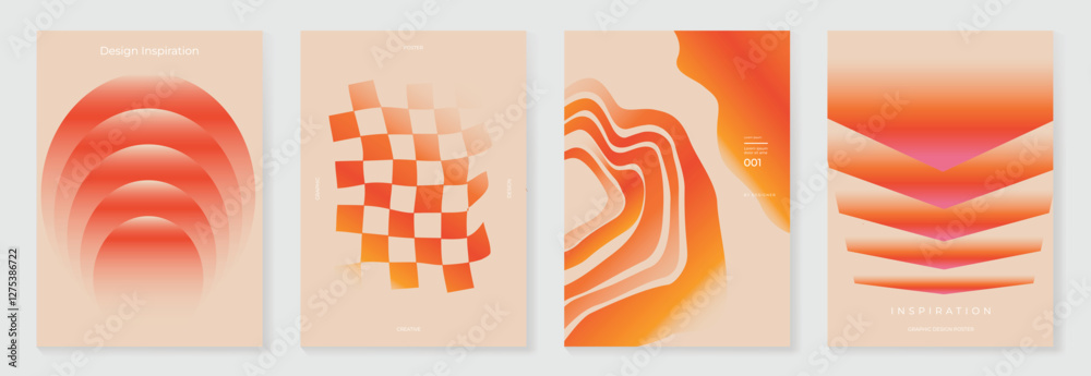 Collection of 70s color gradient poster background vector. Set of retro ...