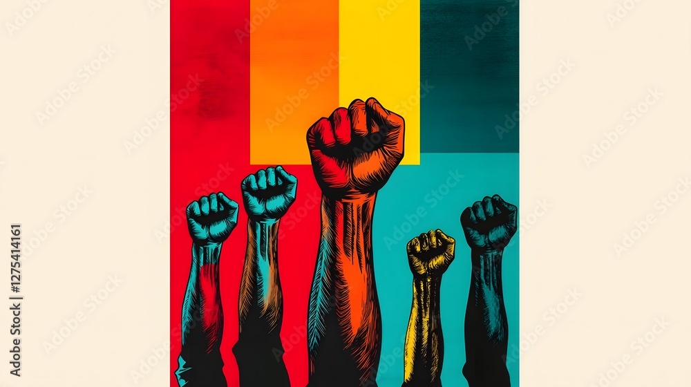 Powerful Raised Fists Celebrating Juneteenth Emancipation and African ...