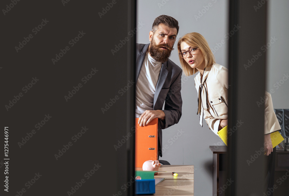 Flirty between colleagues. Office love story unfolding in secret ...