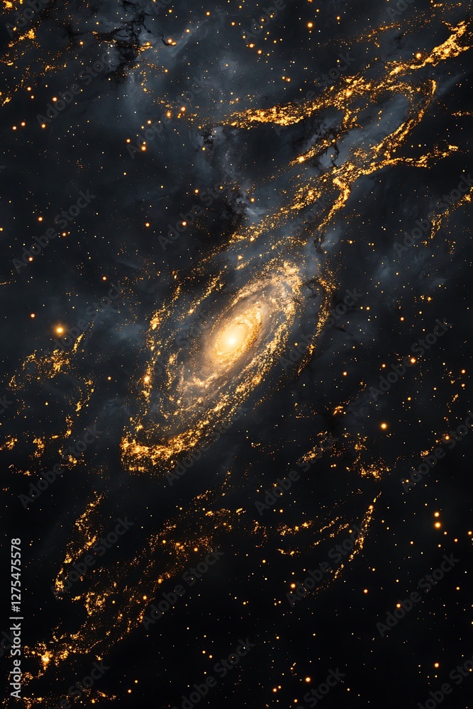 Deep-space photograph of the Andromeda constellation, with the ...