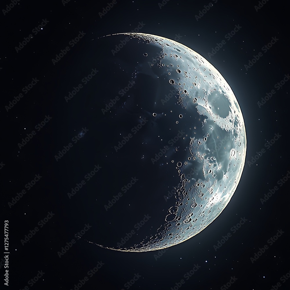 Astrophotography of the crescent Moon, showing delicate curvature ...