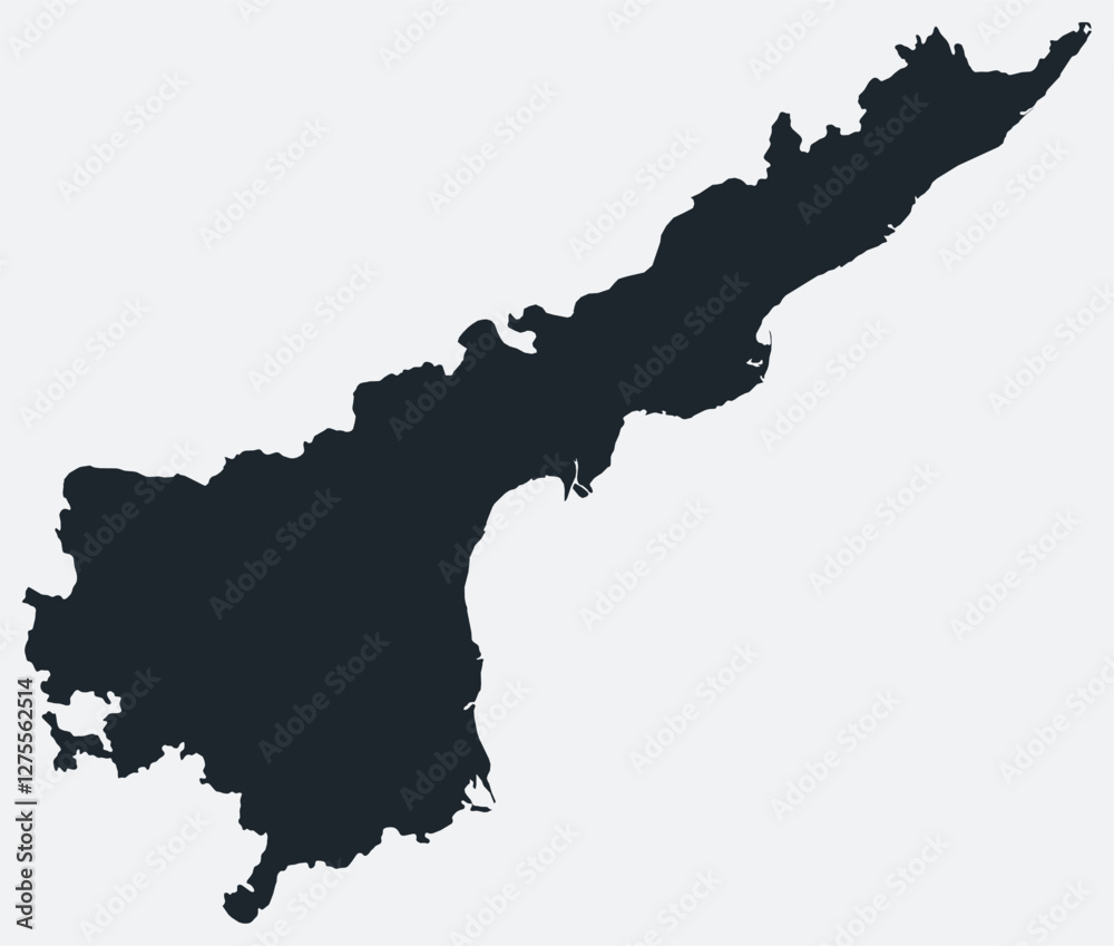 Andhra Pradesh map. Just a simple border map. Shape of the state. Flat ...