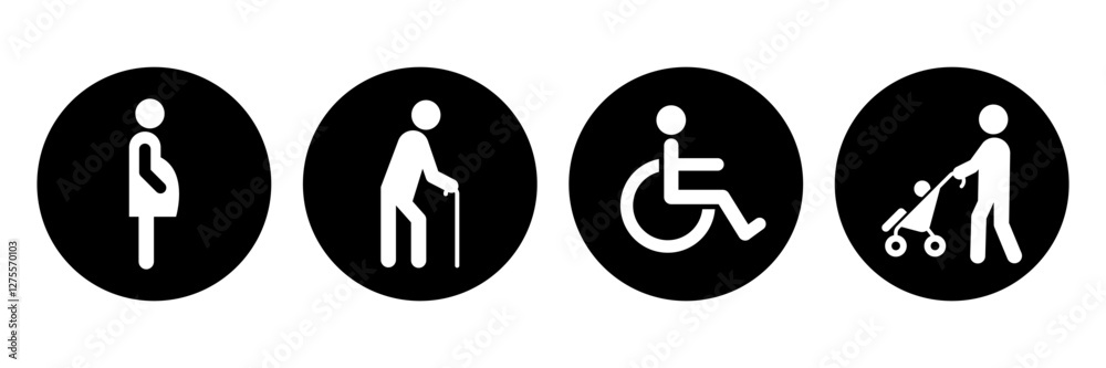 Lift priority sign, label, logo, icon set. Elevator priority sign ...