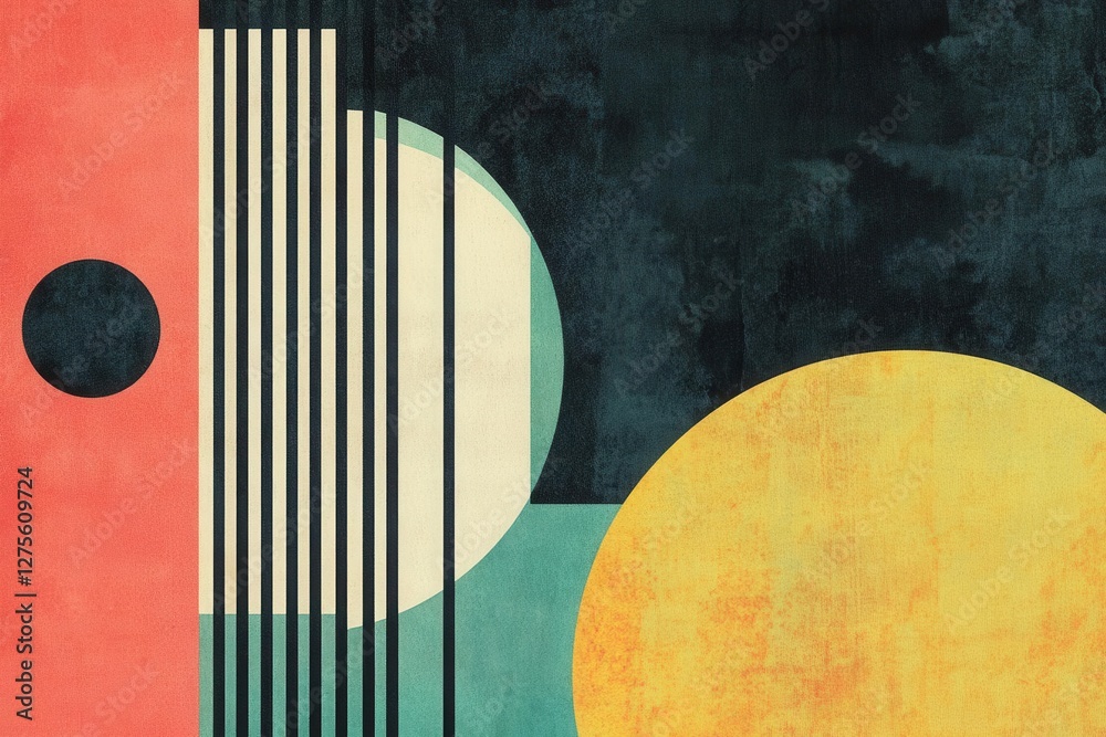 retrofuturistic geometric collage bold shapes and textures vintage ...