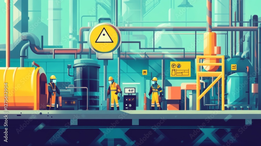 Hydrogen sulfide hazards: A depiction of an industrial setup with clear ...
