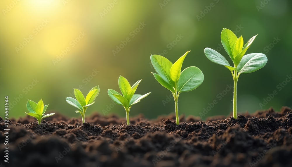 Plant growth stages from seed to mature plant. Seedling evolution ...