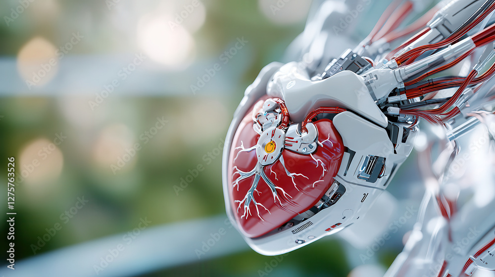 futuristic robotic heart with intricate wiring and mechanical ...